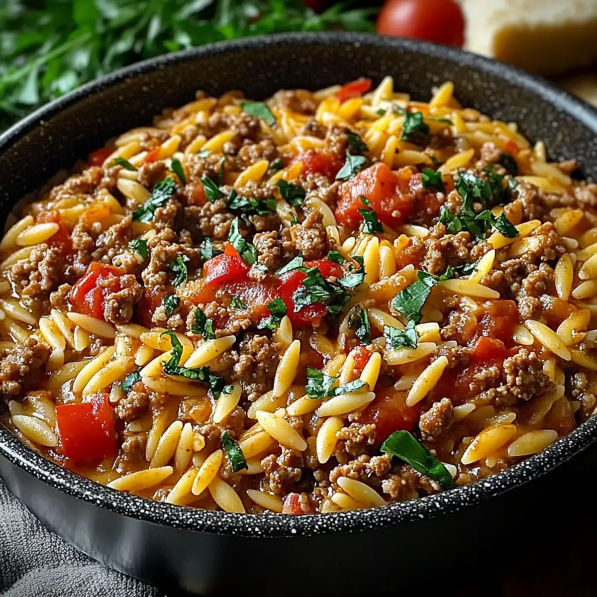 Irresistible One-Pot Savory Ground Beef Orzo: Easy Dinner